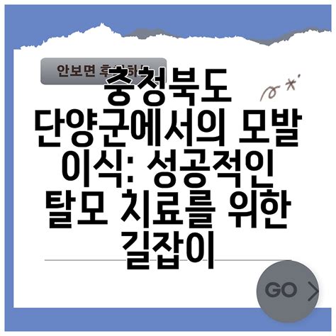 충청북도 단양군에서의 모발 이식 성공적인 탈모 치료를 위한 길잡이