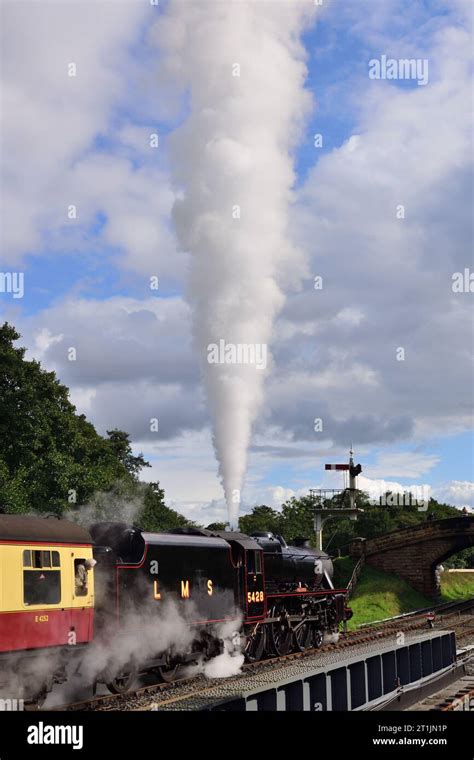 With Safety Valves Lifting Lms Class 5 No 5428 Eric Treacy Waits To Leave Goathland Station On