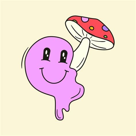 Premium Vector Hand Drawn Melting Face Emoji With Abstract Amanita