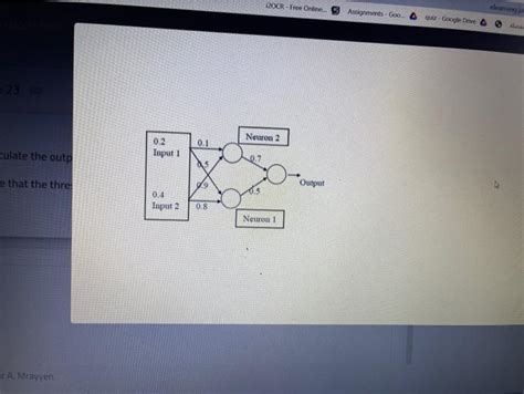 Solved Calculate The Output From This Neural Network Chegg