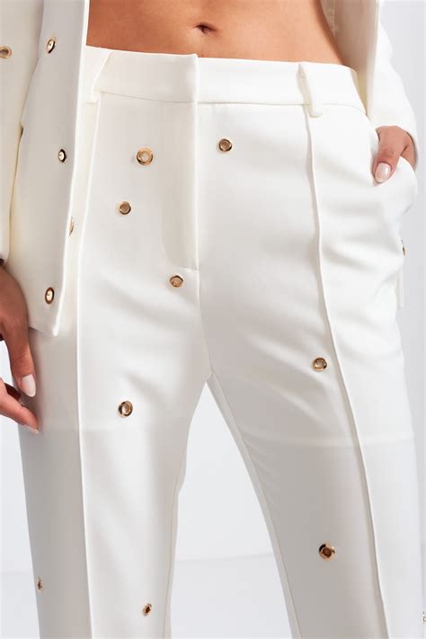 Two Piece Elegant Suit With Metal Details White Sierra Darien