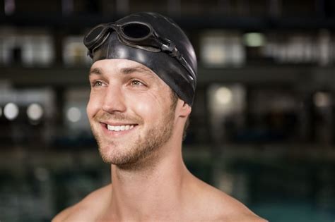 Premium Photo Swimmer Wearing Swimming Goggles And Cap