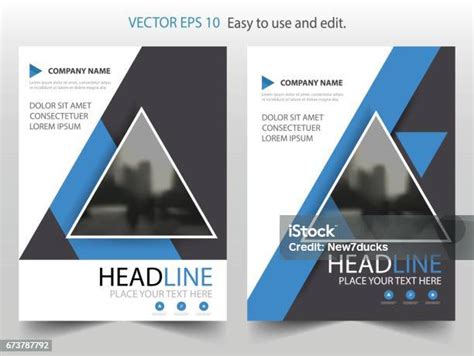 Biru Abstrak Segitiga Laporan Tahunan Brochure Desain Template Vektor