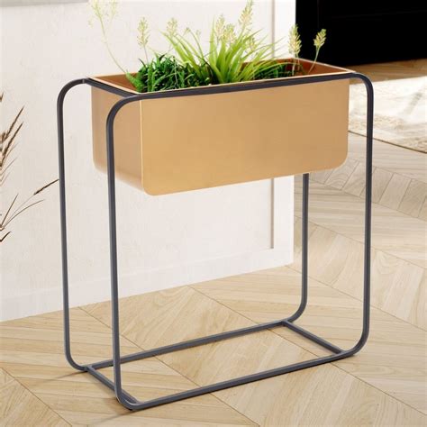 Finebuy Pflanzkübel Blumentopf 60x60x24 Cm Metall Golden Rechteckig