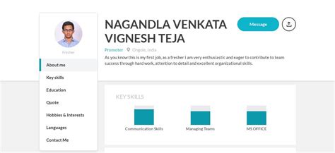 nagandla venkata vignesh teja online resume craftmycv