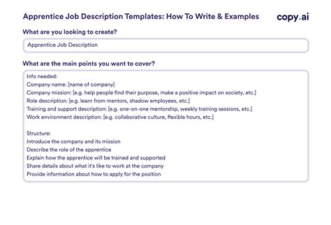 Apprentice Job Description Templates How To Write And Examples