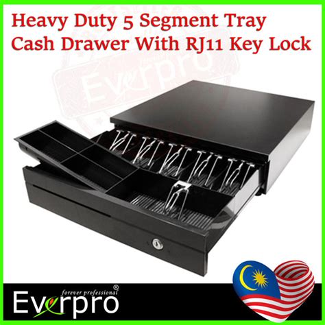 Cash Drawer 5 Segment Tray Heavy Duty Cash Register Box Rj11 Key Lock