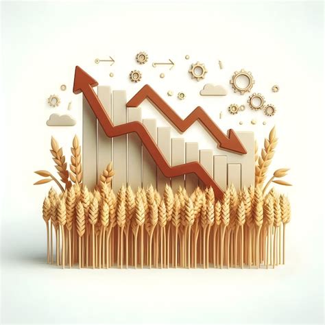 3d Flat Icon Wheat Price Increase And Decrease Concept Agricultural Market Shifts Illustration