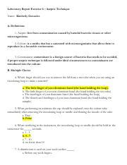 Ex AsepticLabForm Pdf Laboratory Report Exercise Aseptic Technique Name Kimberly