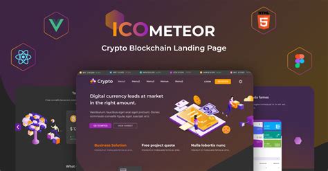 Icometeor Crypto Blockchain React Vue Html And Figma Landing Page Template
