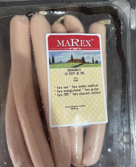 Сосиски куриные Marex - калорийность, пищевая ценность ⋙ ...