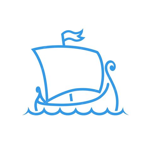 Icône Lineart Du Drakkar Scandinave Vecteur Premium