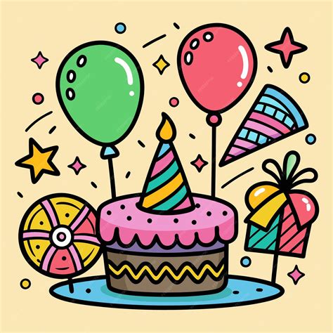 Premium Vector Birthday Cake Celebration Doodle
