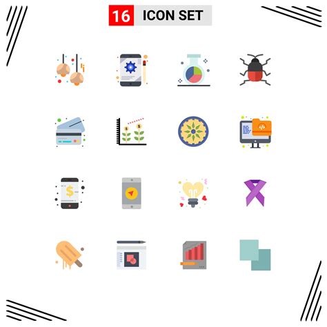 Group Of 16 Modern Flat Colors Set For Nature Bug Tablet Biology Optimization Editable Pack Of
