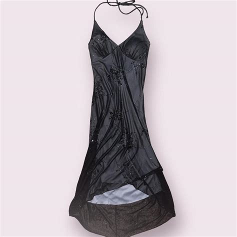 Vintage Taboo Sparkly Floral Black Sheer Maxi Dress Depop