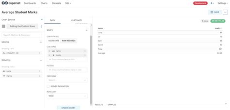 apache superset how to add a custom row to a table chart with sql