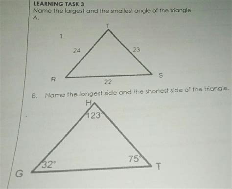 Solved Learning Task Name The Largest And The Smallest Angle Of The