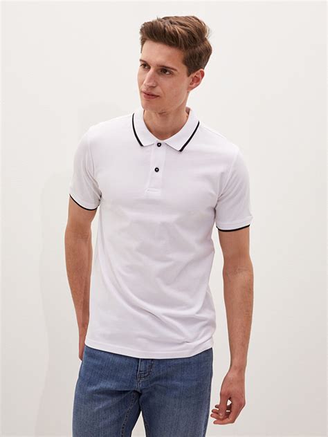 BEYAZ Polo Yaka Kısa Kollu Pike Erkek Tişört S1CO96Z8 K7U LC Waikiki
