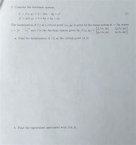 Consider The Nonlinear System Chegg