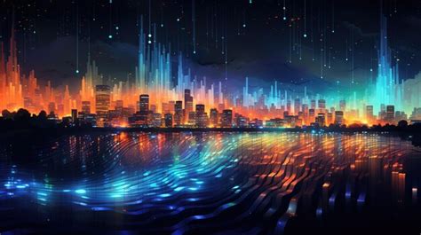 Premium Ai Image Abstract Digital Data Background With Colorful Lights And Squares