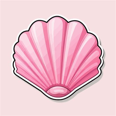 Rounded Sticker Pink Shell Premium Ai Generated Vector