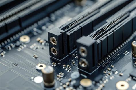Closeup Of A Motherboards Audio Output Connectors And Circuitry