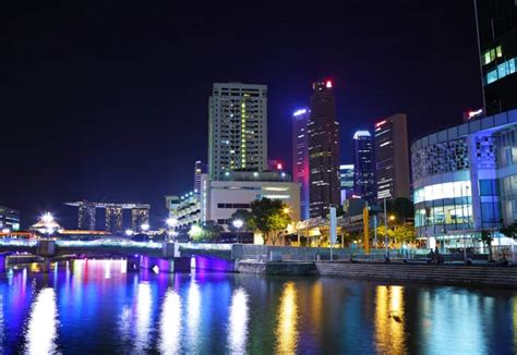 Singapore City Skyline At Night Stock Editorial Photo © Leungchopan
