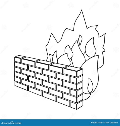 Firewall Icon In Outline Style Isolated On White Background Hackers