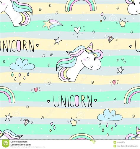 Cute Unicorn Vector Pattern Stock Vector Illustration Of Fairytale Postcard 110941579