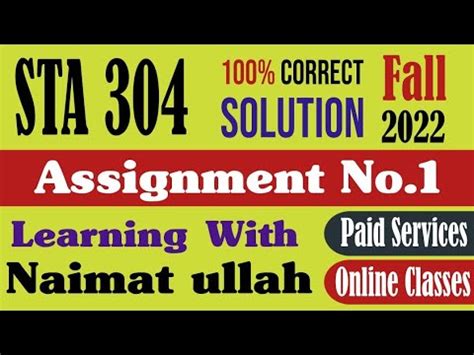 STA304 Assignment 1 Fall 2022 Solution|STA 304|Assignment|Fall 2022|Solution|Index number|VU ...