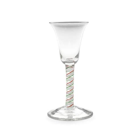 Bonhams A Fine Colour Twist Wine Glass Circa 1765