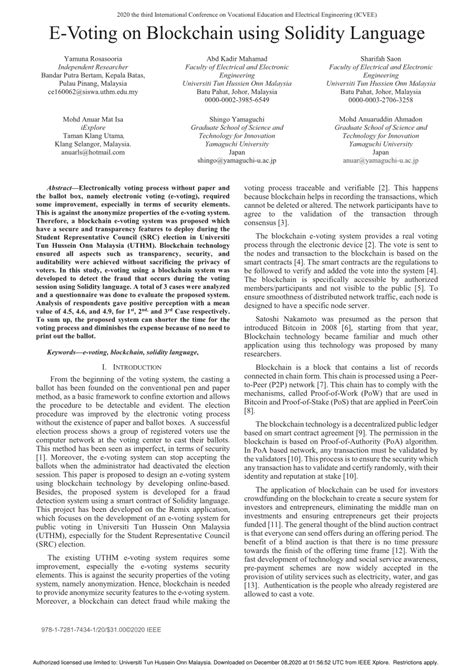 Pdf E Voting On Blockchain Using Solidity Language
