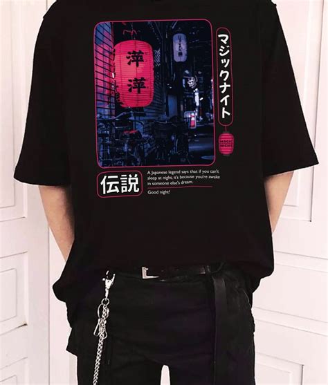 Japanese Streetwear Shirt Tokyo Kyoto Neon Tee 90s Aesthetic Japan