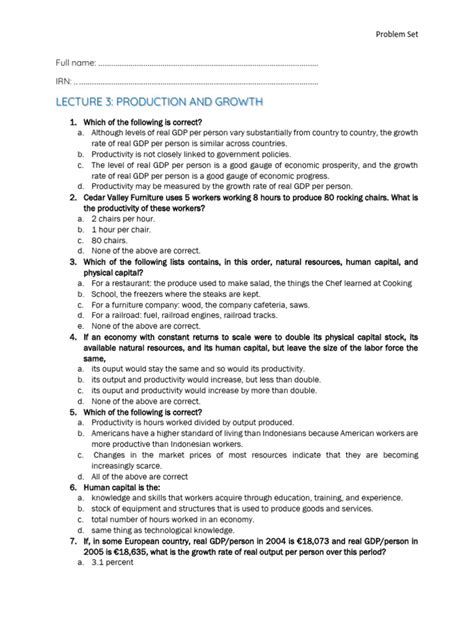 problem set 3 pdf economic growth gross domestic product