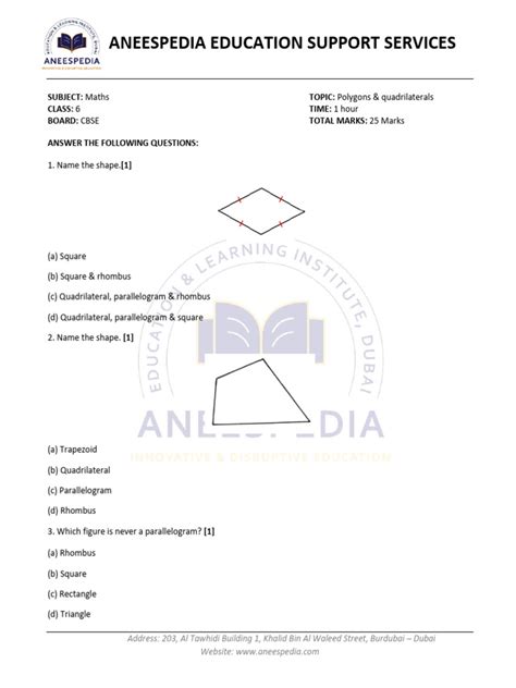 Polygons And Quadrilaterals Pdf Rectangle Elementary Geometry