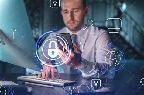 Premium Photo Businessman In Casual Wear Checking Cyber Security Using Smart Phone To Protect