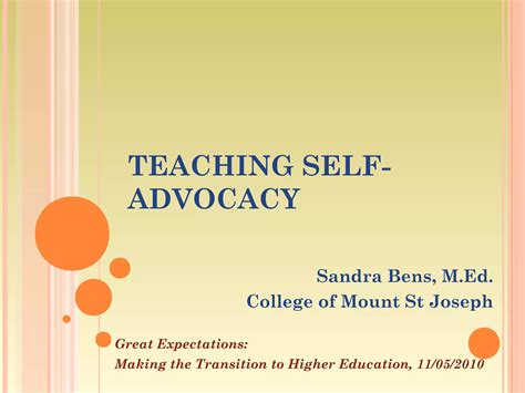 Teaching Self Advocacy Ppt
