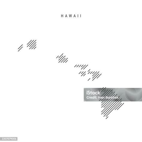 검은 색 비스듬한 평행선의 패턴에서 하와이지도 흰색에 고립 된 플랫 벡터 일러스트 레이 션 검은색에 대한 스톡 벡터 아트 및 기타 이미지 Istock