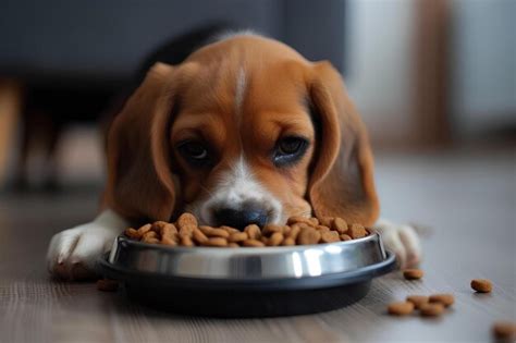 Un Perro Comiendo Comida De Un Cuenco Foto Premium