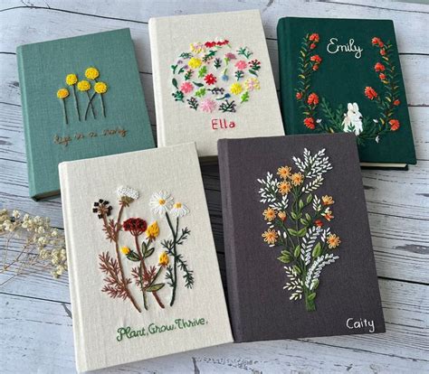 Custom Hand Embroidered Notebook Handmade Fabric Notebook Custom