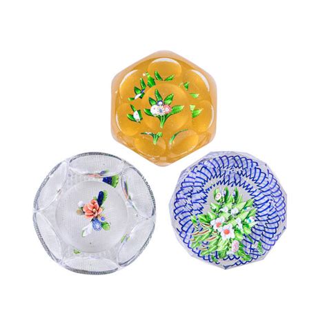 Bonhams Three St Louis Faceted Bouquet Paperweights Circa 1850