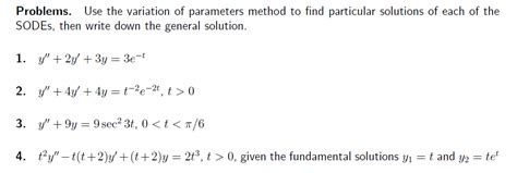 solved use the variation of parameters method to find