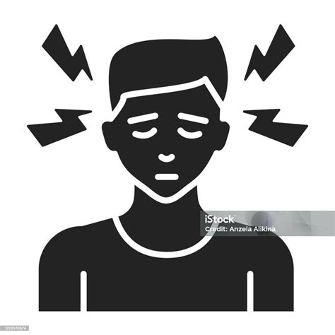 두통 문말 검은 색 아이콘입니다 알레르기 증상 감기 독감 웹 페이지 모바일 앱 프로모션에 대한 픽토그램 Ui Ux Gui 디자인 요소입니다 개념에 대한 스톡 벡터 아트 및