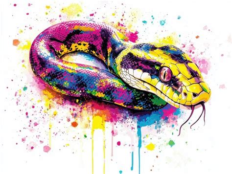 Python Illustration In Colorful Pop Art Style Premium Ai Generated Image