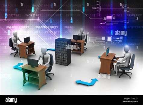 Networking People With Server Stock Photo Alamy