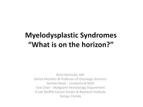 Pdf Myelodysplastic Syndromes Aplastic Anemia And Mds · Disease