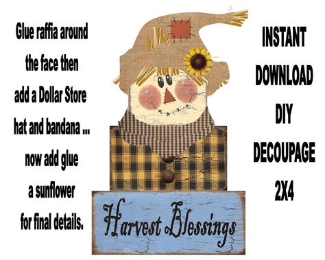 Scarecrow Wood Blocks Pattern 2x4 Crafts Instant Download