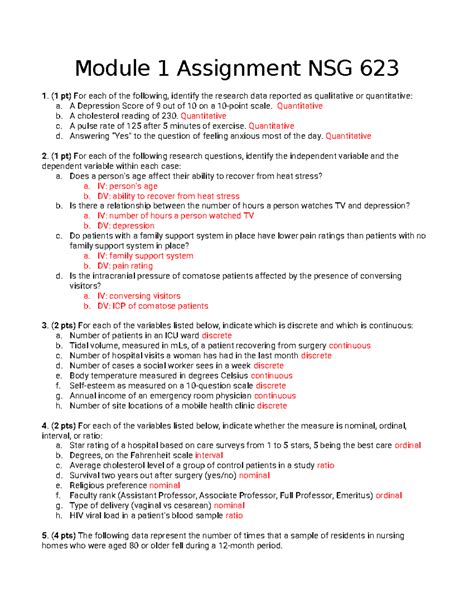 Module 1 Assignment NSG 623 Module 1 Assignment NSG 623 1 Pt For