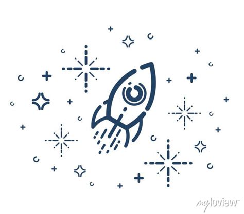 Rocket Launch Vector Simple Linear Icon Missile Start Up Business