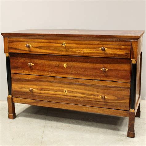 Proantic Antique Empire Chest Of Drawers In Walnut Inlaid Italy T